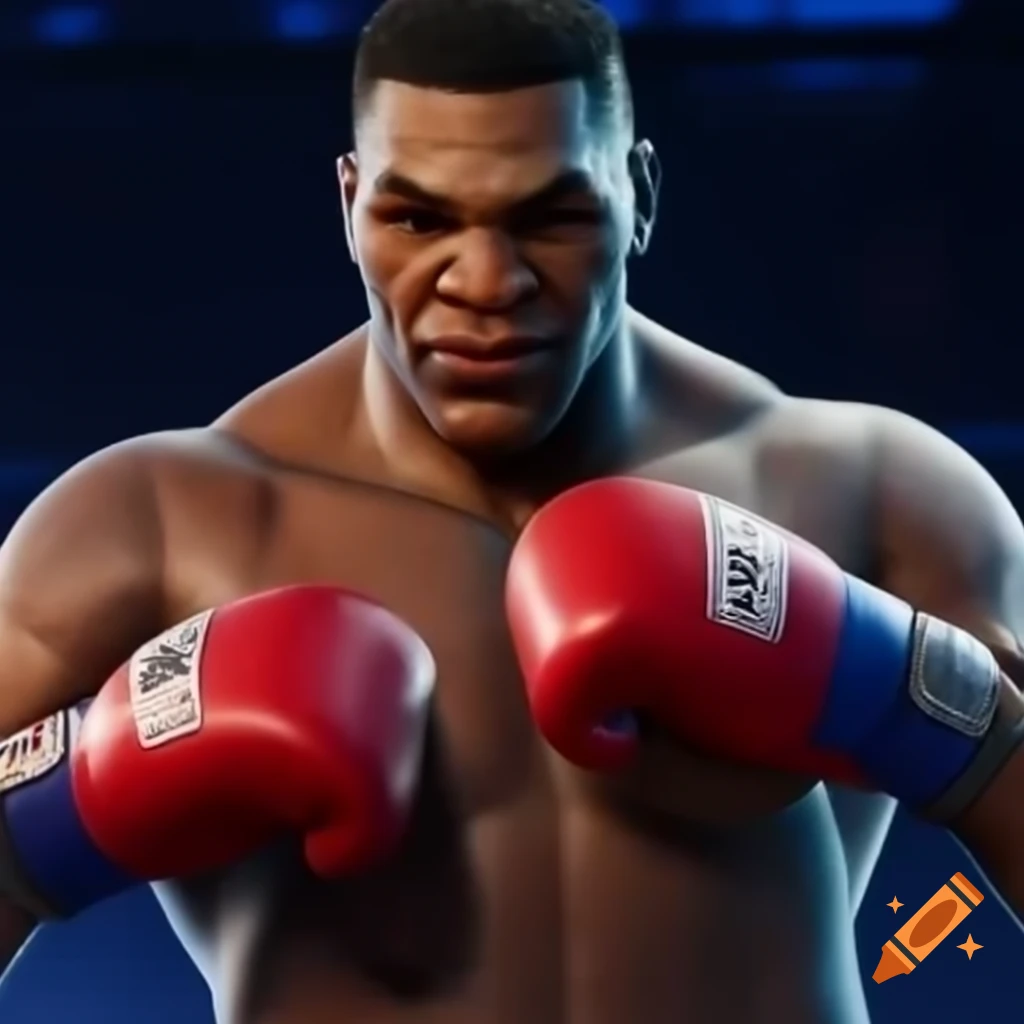 Mike tyson in fortnite boxing ring on Craiyon