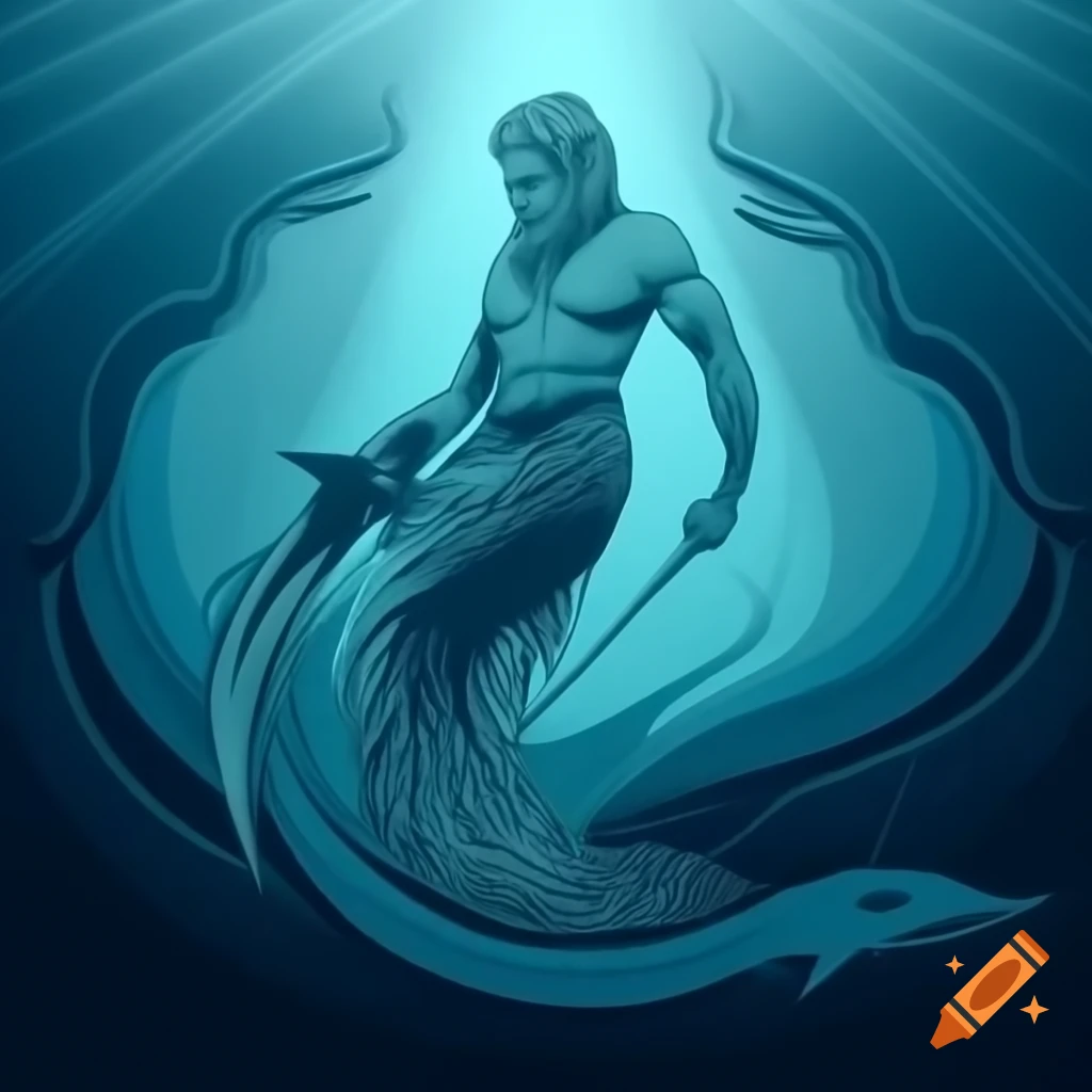 Majestic depiction of Tangaroa, the God of the Sea in Maori mythology amidst ocean waves on Craiyon