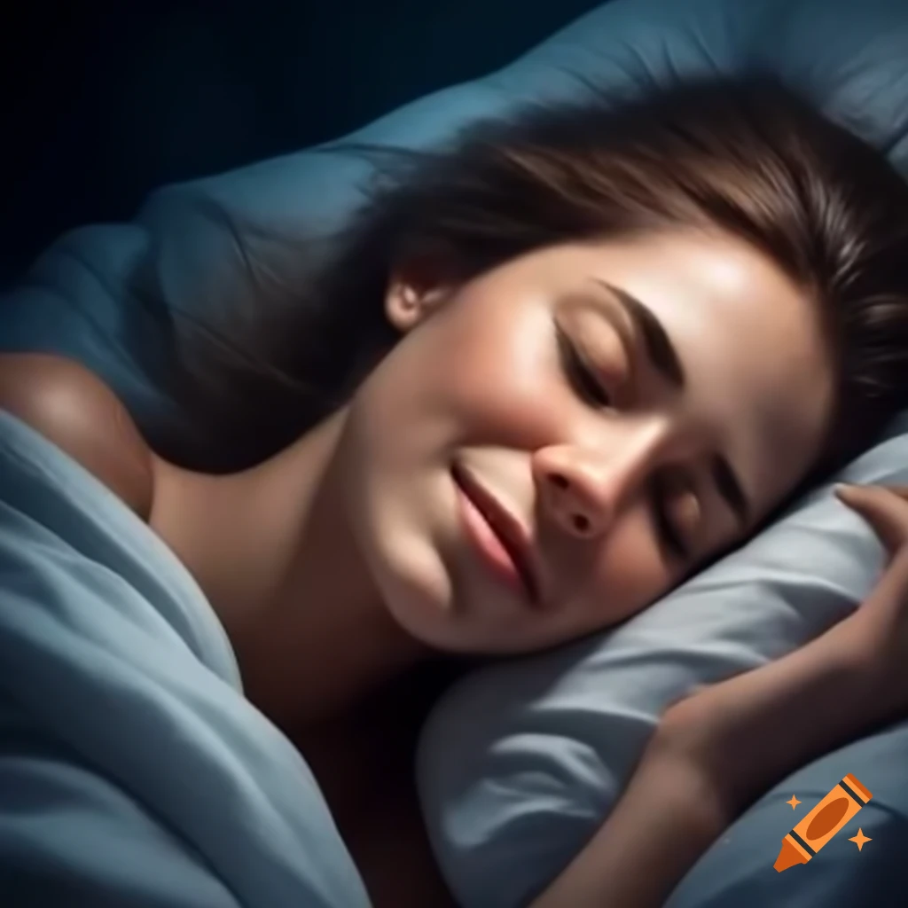 Happy woman sleeping peacefully in hyper-realistic photo on Craiyon