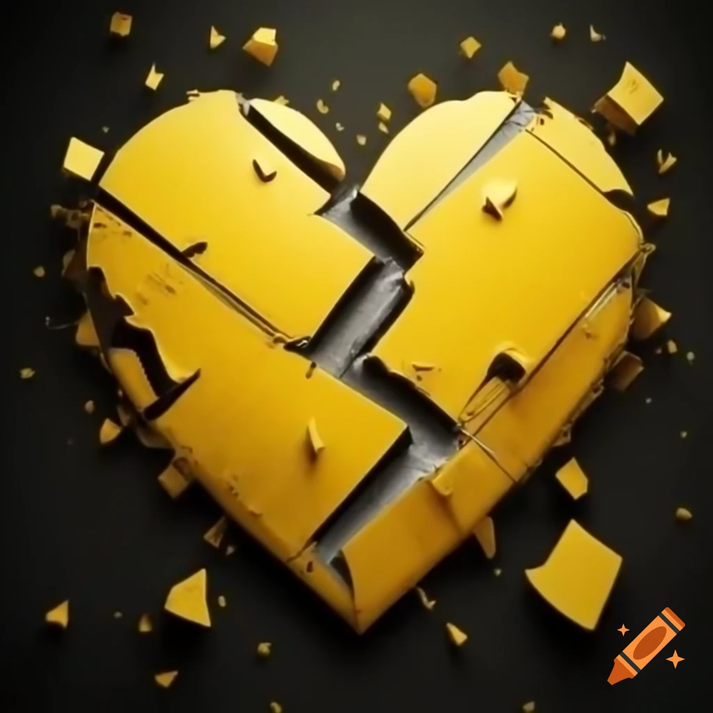 Illustration of a broken yellow heart crying with CSK logo on Craiyon