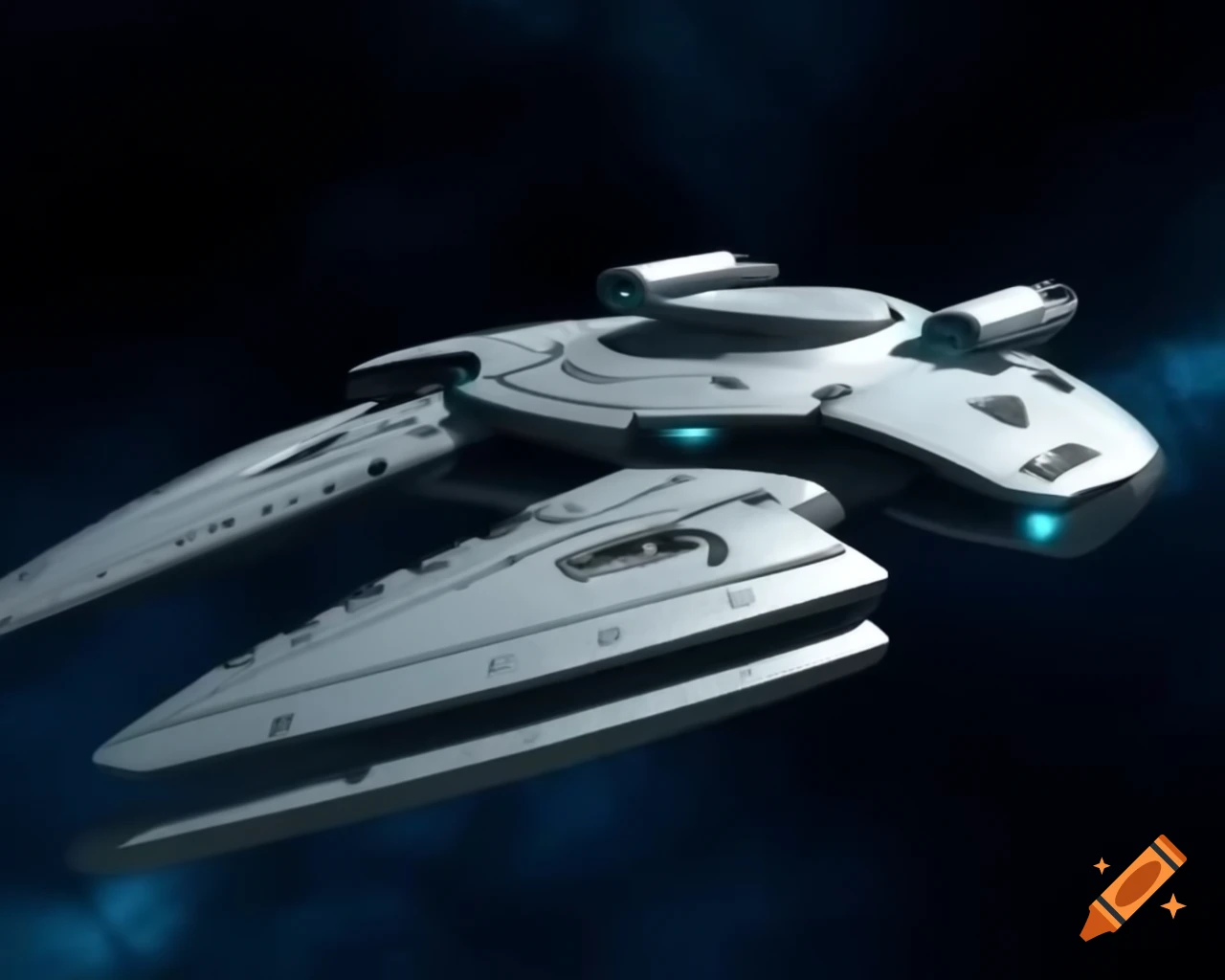 Futuristic design of a space cruiser on Craiyon