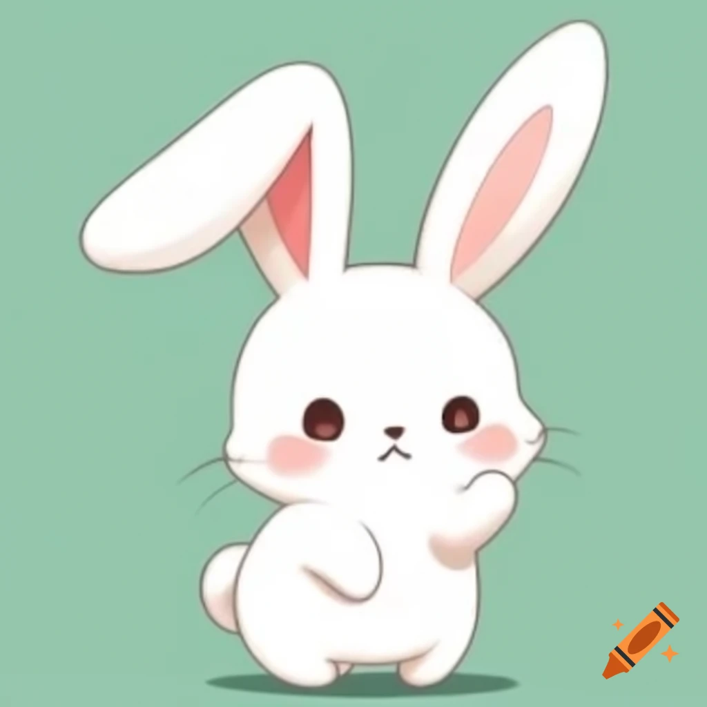 Kawaii chibi style white bunny drawing in high definition on Craiyon