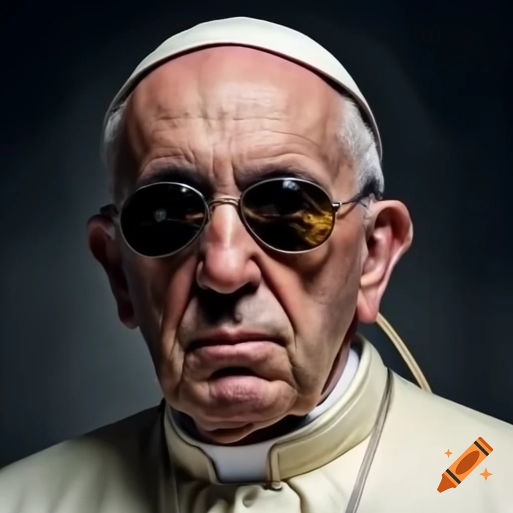 Stylish pope with sharp jawline wearing sunglasses on Craiyon