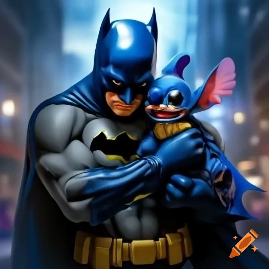 Batman with stitch sharing a kiss on Craiyon