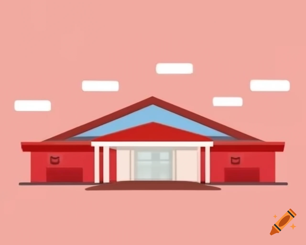 Red motel building exterior on Craiyon