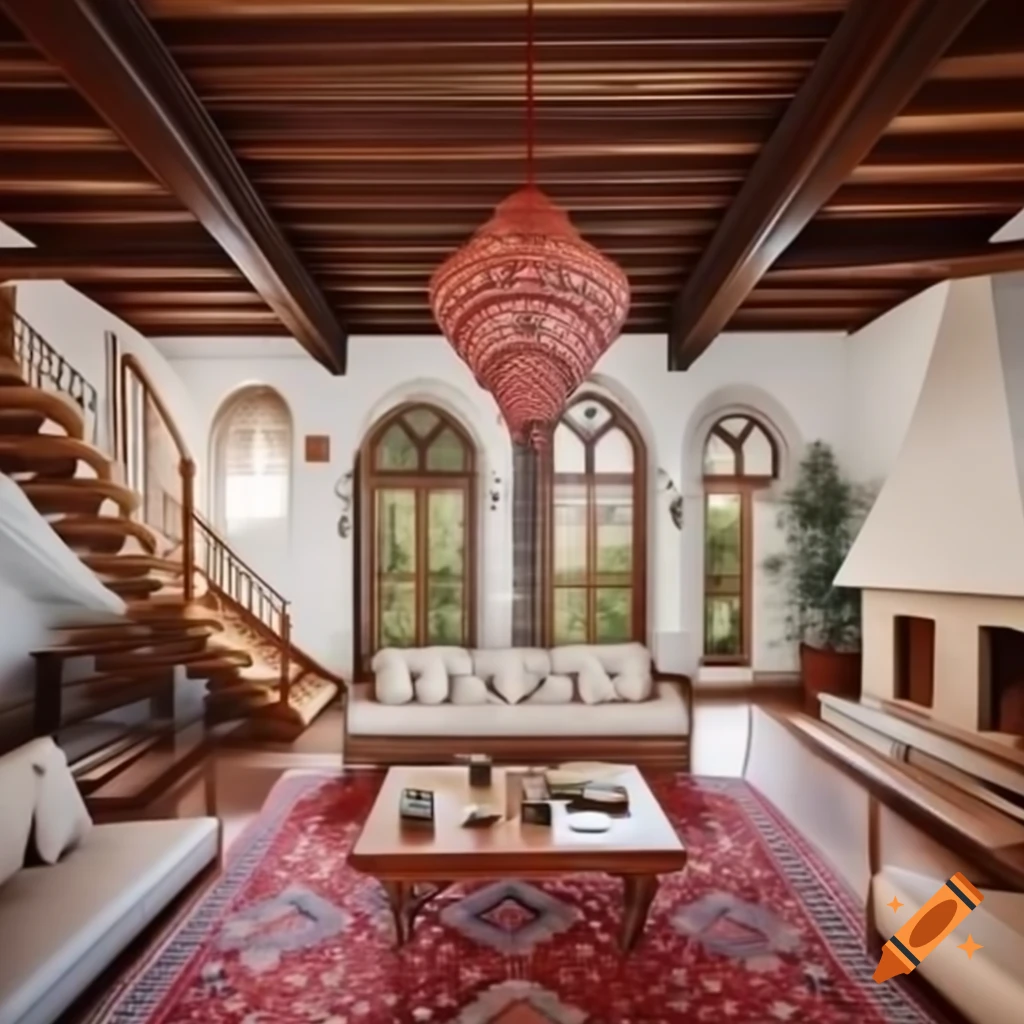 Loft apartment design with tall ceilings and large arched windows ...