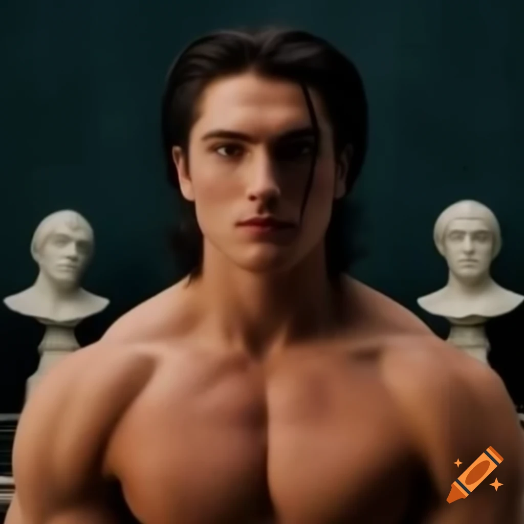 Tall, athletic man with muscular frame and angular face on Craiyon