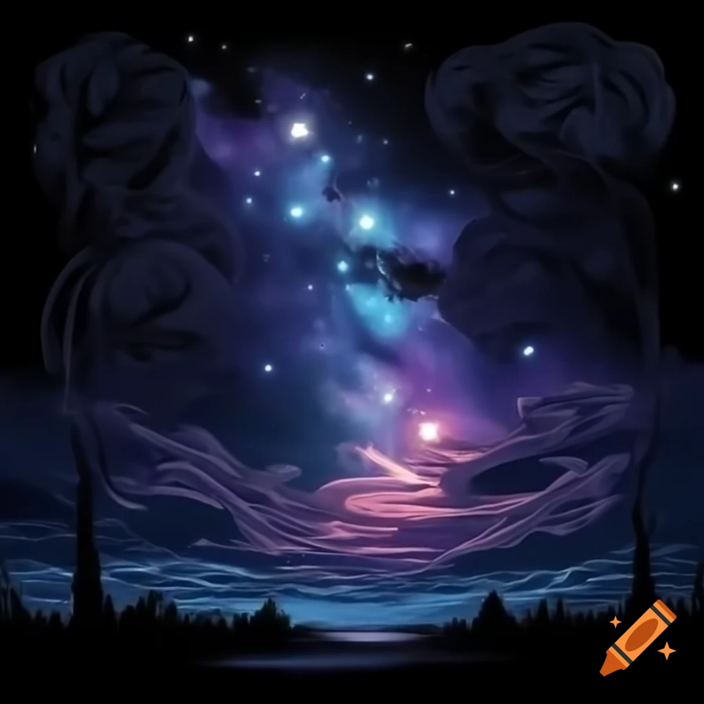 Ethereal galaxy night sky representing dreams and nightmares on Craiyon