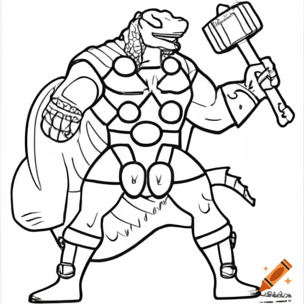 Conceptual illustration of alliga-thor, an alligator body with Thor's ...