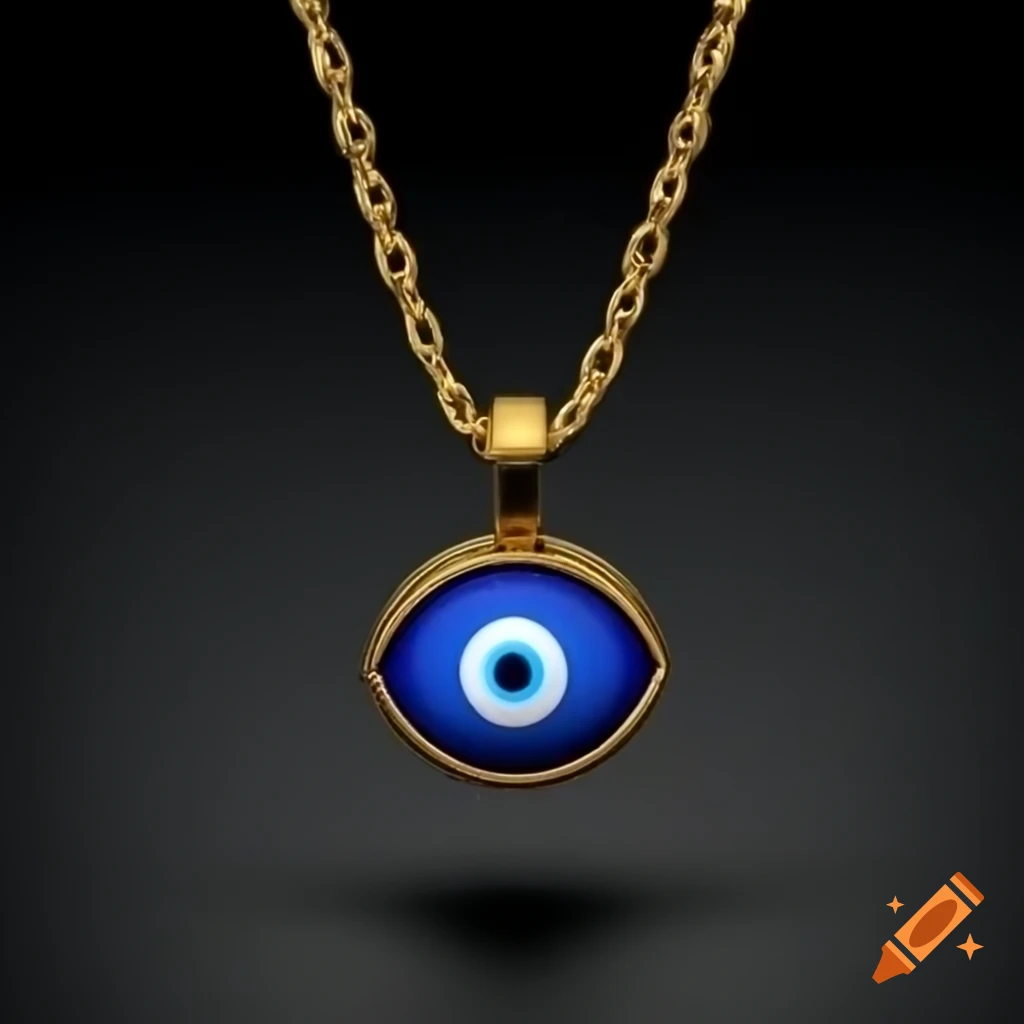 Realistic evil eye pendant showcased with appealing product background ...