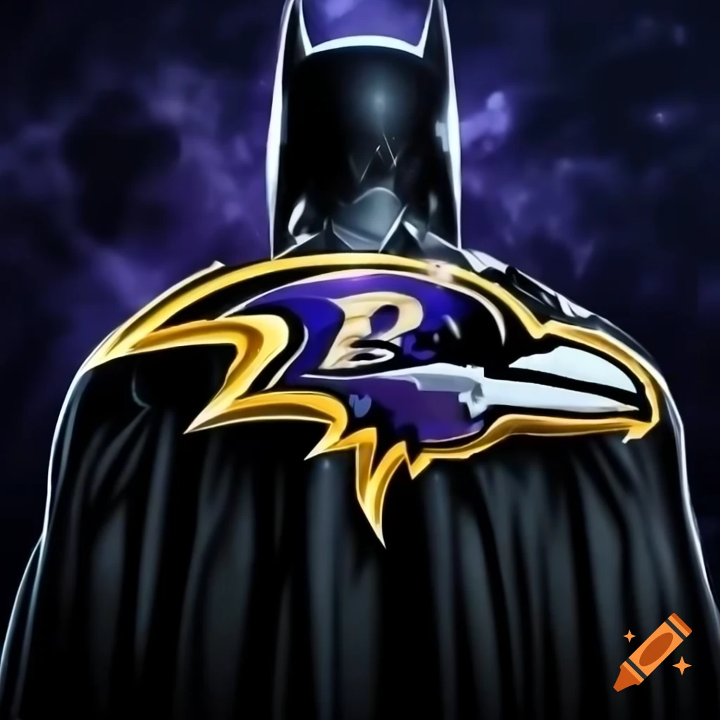 Batman themed artwork featuring Baltimore Ravens logo on a light ...