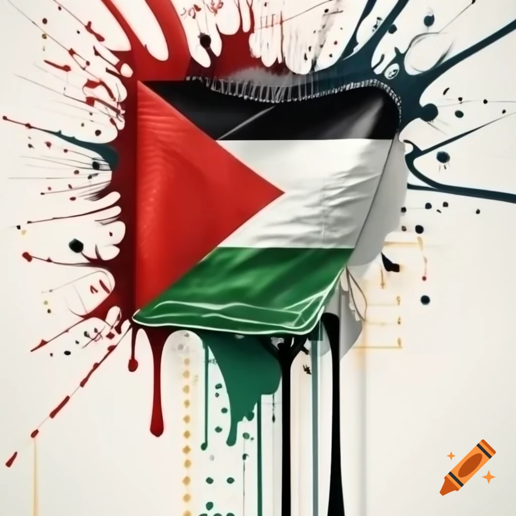 Abstract artwork using splash style inspired by Palestine on Craiyon