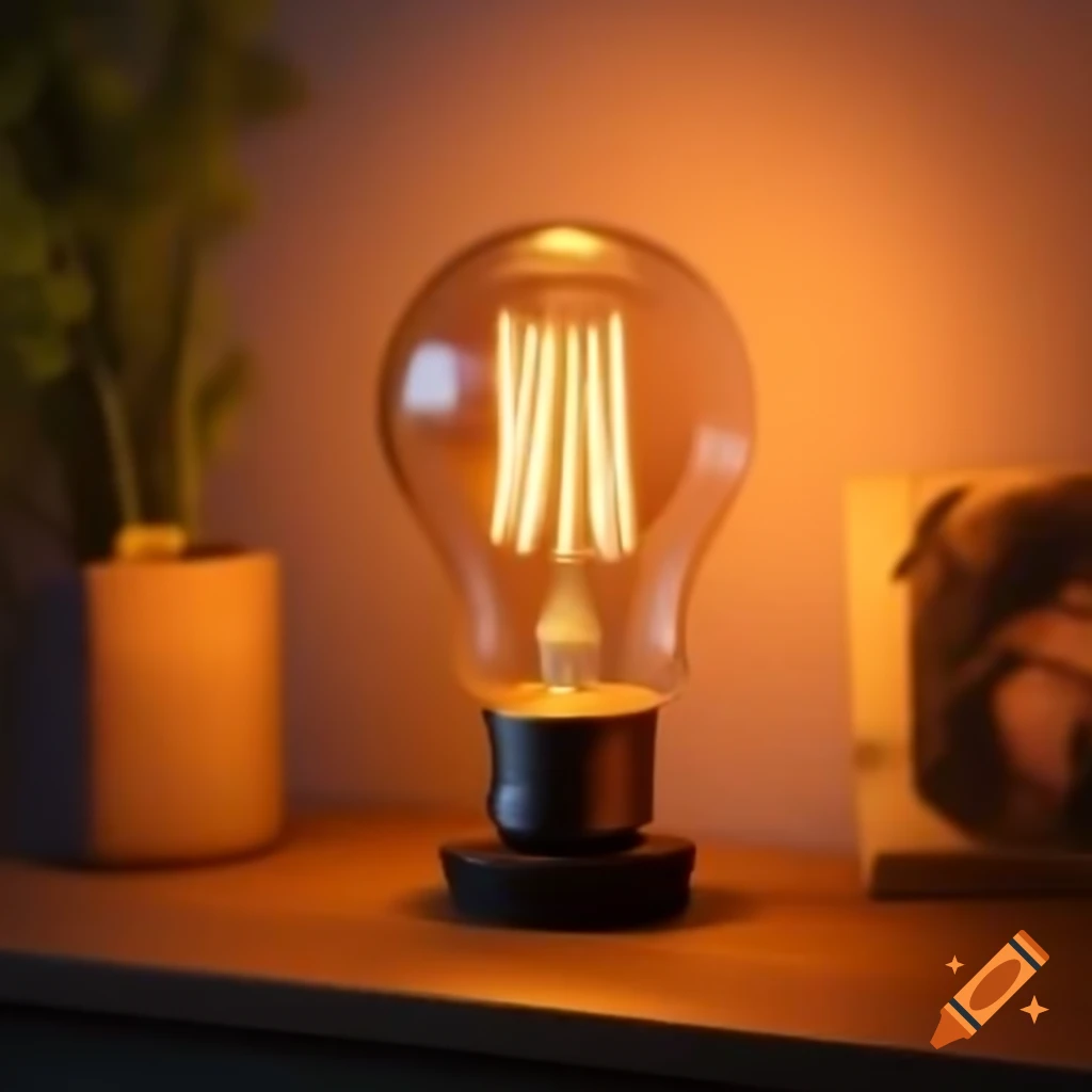 Warm light bulb surrounded by natural elements in home improvement ...
