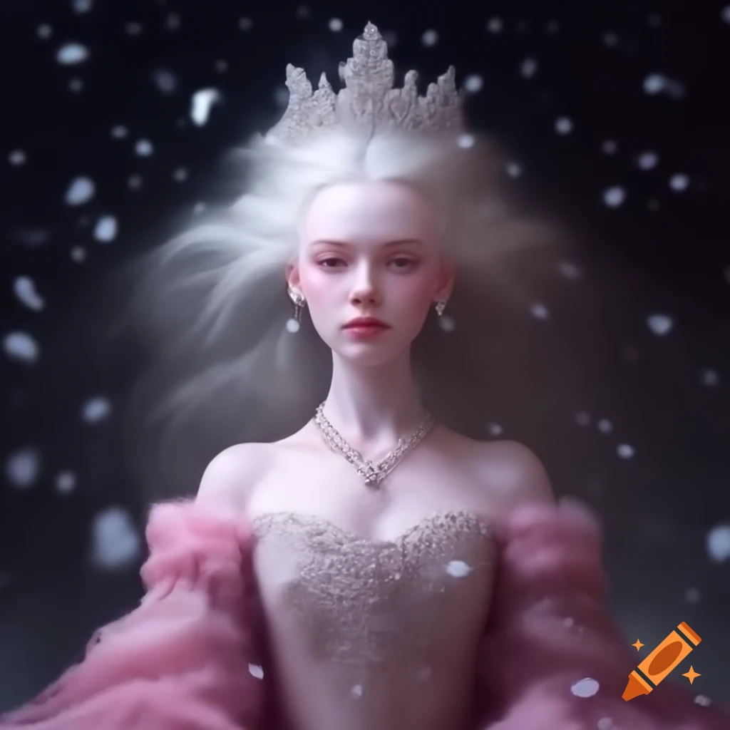 Young princess with albinism, snow-white skin and pale lilac eyes ...