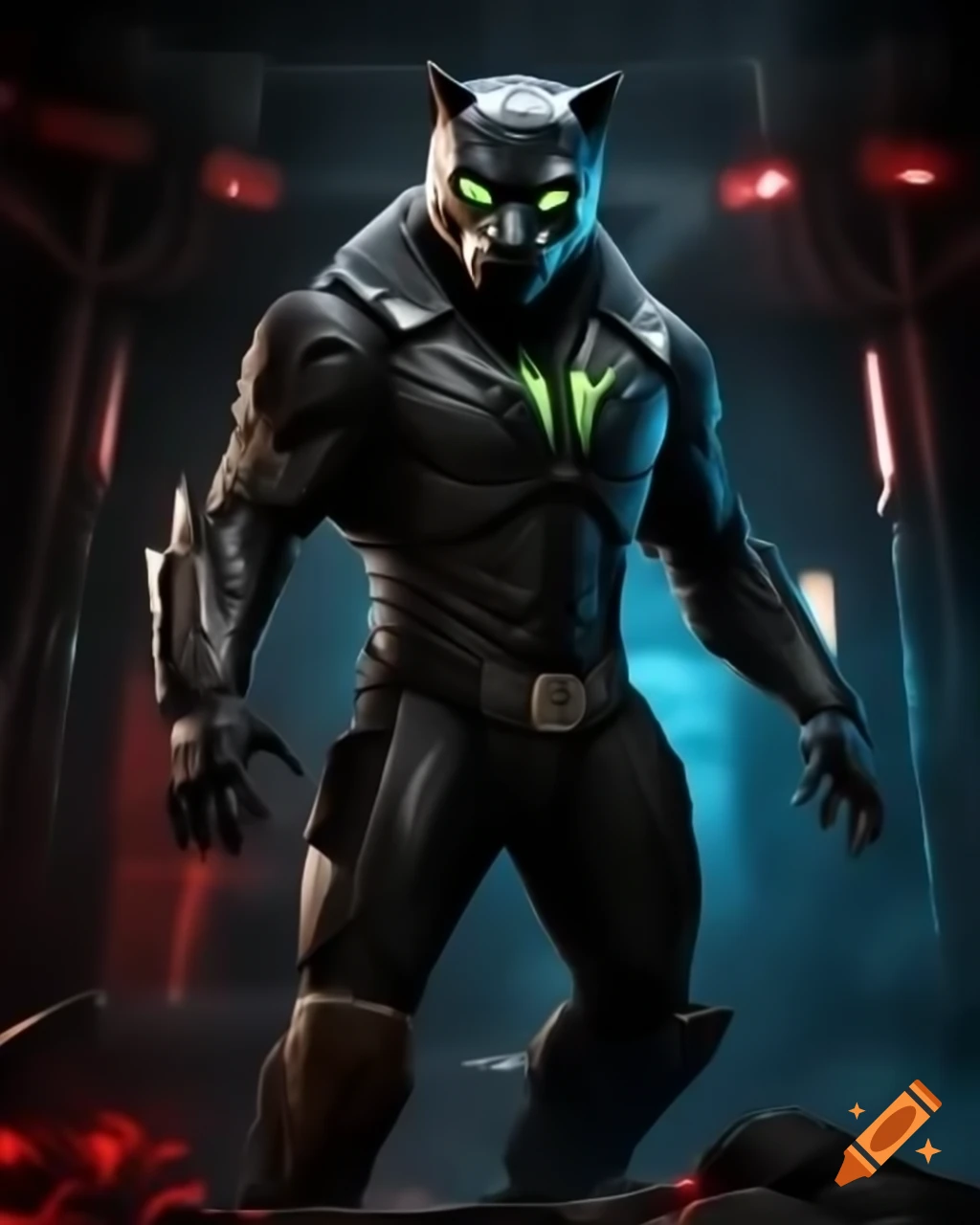 Hyper-realistic 3d render of anthropomorphic black panther character in ...
