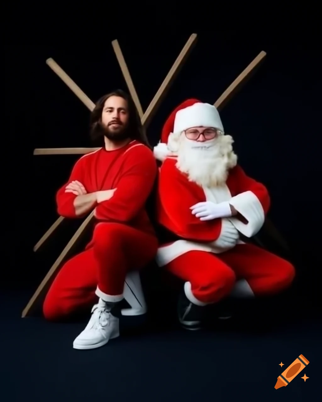 Jesus Christ and Santa Claus posing like 90's hip hop album cover on ...