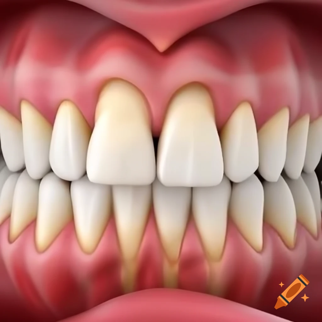 Illustration of tooth formation with dirty teeth and swollen gums on ...