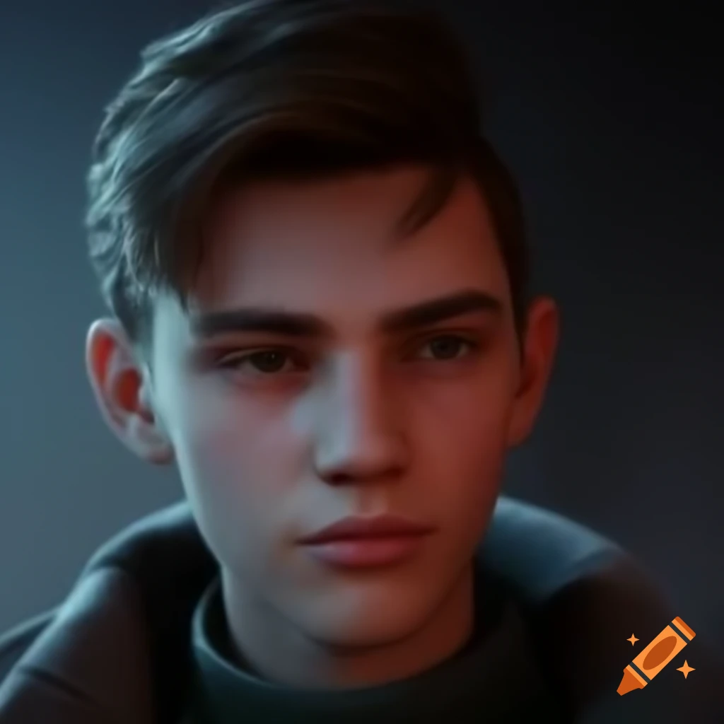 High-definition portrait of a young man with a kind and gentle demeanor ...