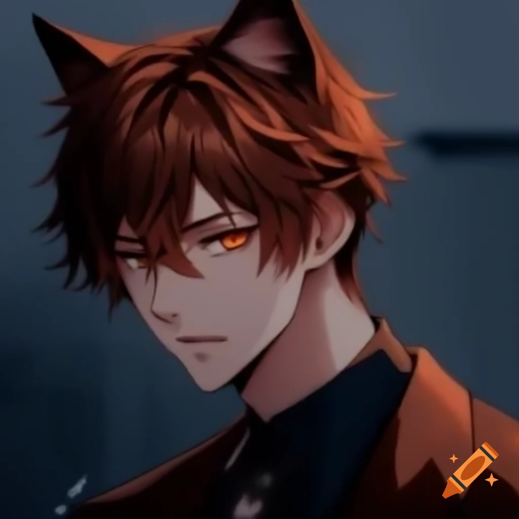 Anime character with cat ears and copper colored hair, cold gray eyes ...