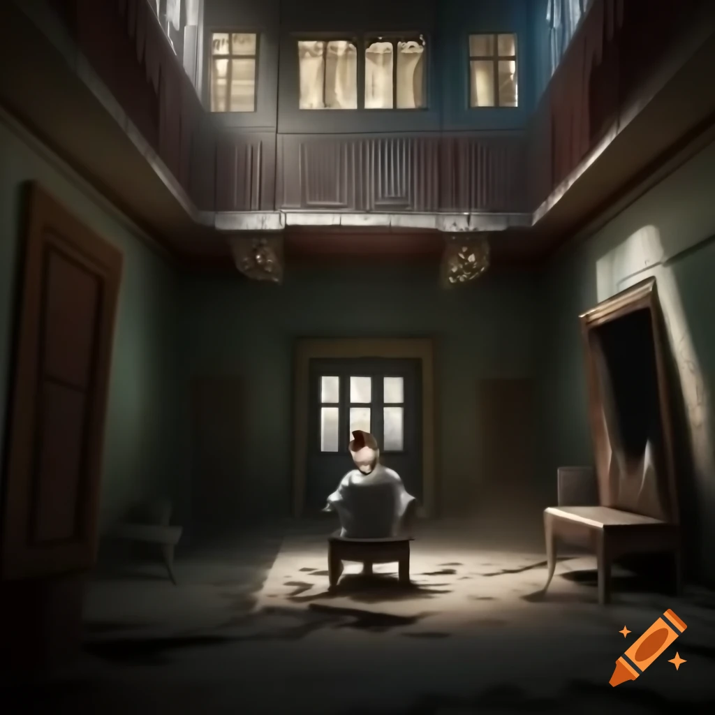 Eerie old mansion with cracked walls and dusty furniture, mysterious ...
