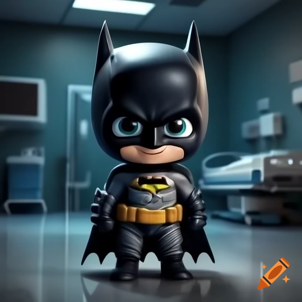 3D cute Batman character in a hospital setting on Craiyon