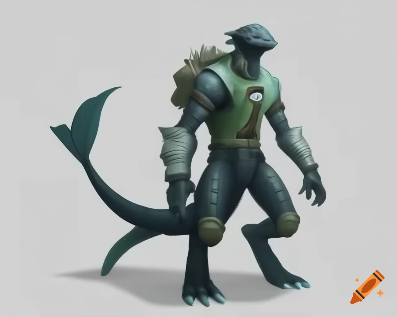 Humanoid dragon sea creature with digitigrade legs and human-like ...