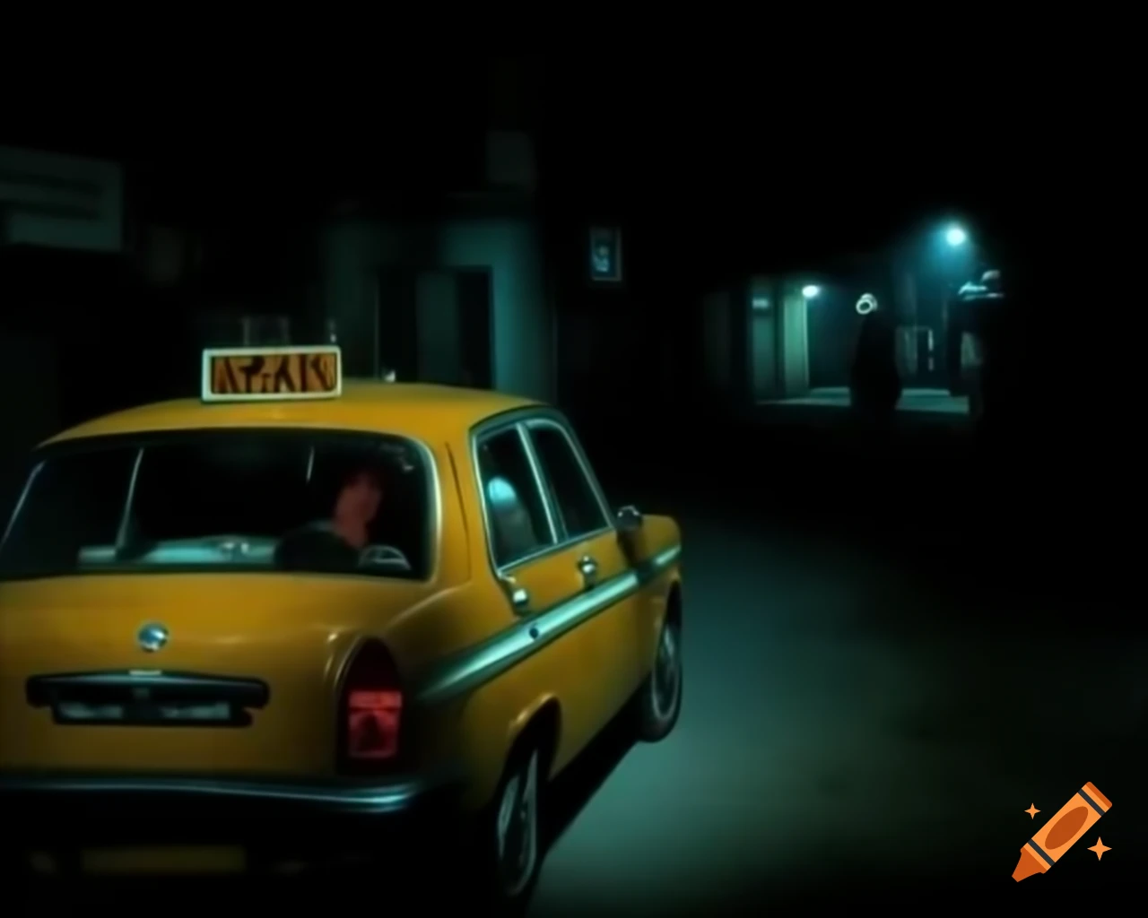 Indian cab driver inside taxi at night with chai stall in background on ...