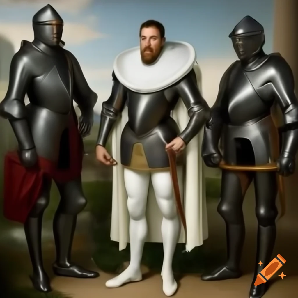 16th century prince in half armor converse with black knight by ...