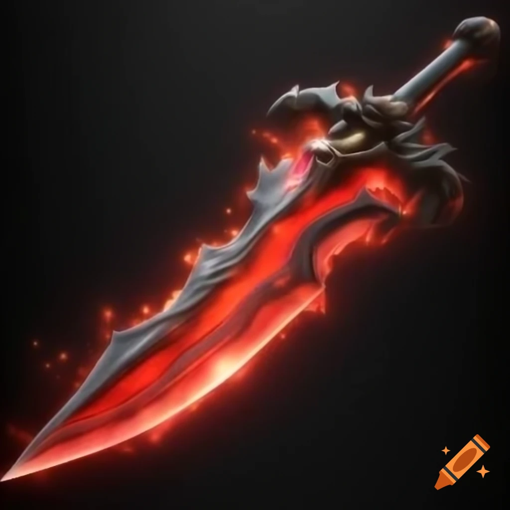 Glowing plasma sword with fiery red hue and ornate hilt design on Craiyon