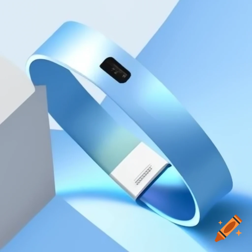 NebulaWrist All-in-One smart wristband with metallic sky-blue strap and ...