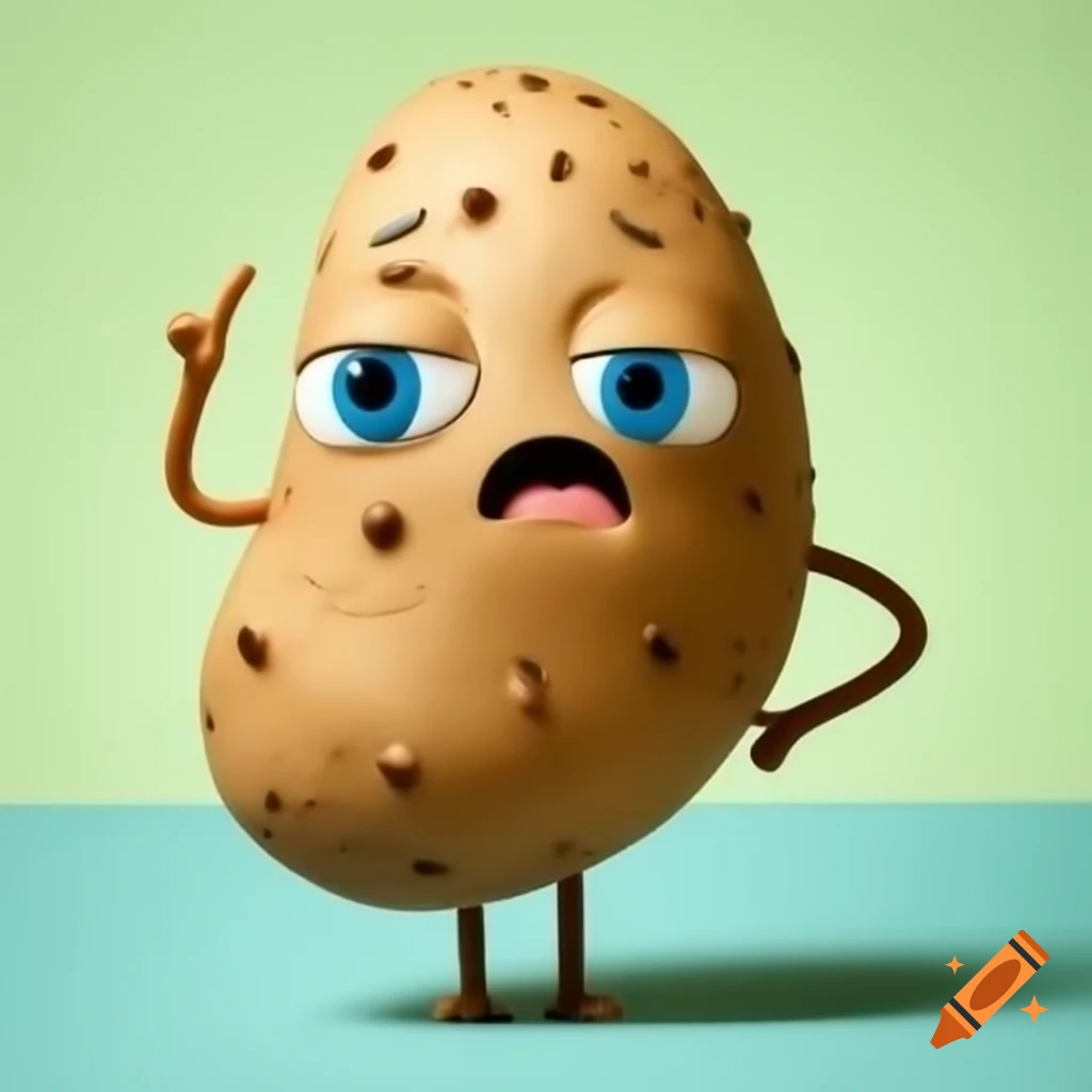 Humorous depiction of an ugly potato face on Craiyon