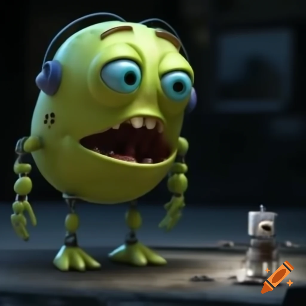 Robbie the robot conversing with a scientist on Craiyon
