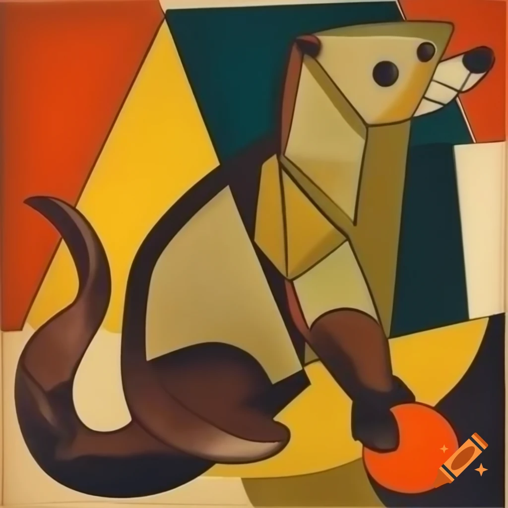 Cubist artwork of an otter inspired by picasso, featuring geometric ...
