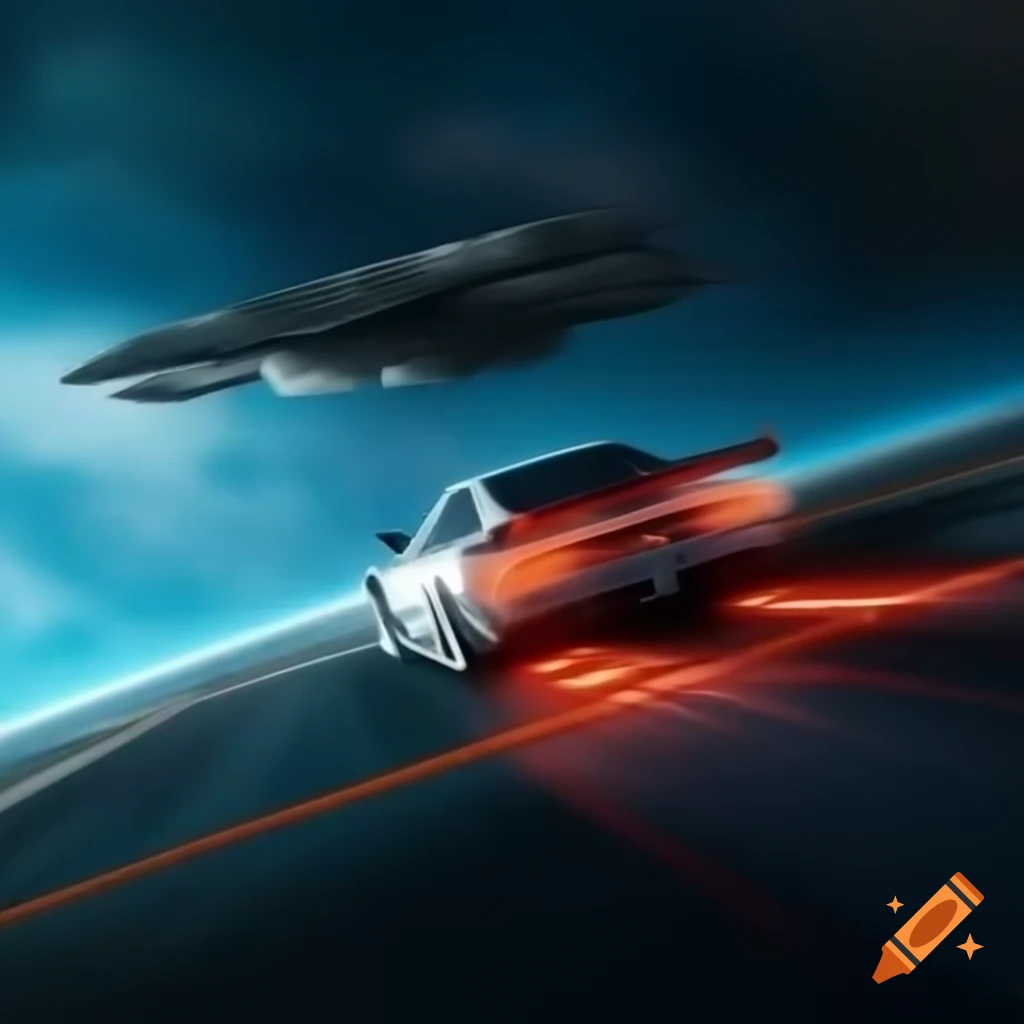 Futuristic car designed for high speed, faster than a spaceship on Craiyon