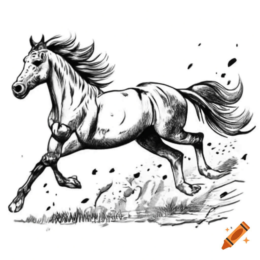 Galloping horse in motion on Craiyon