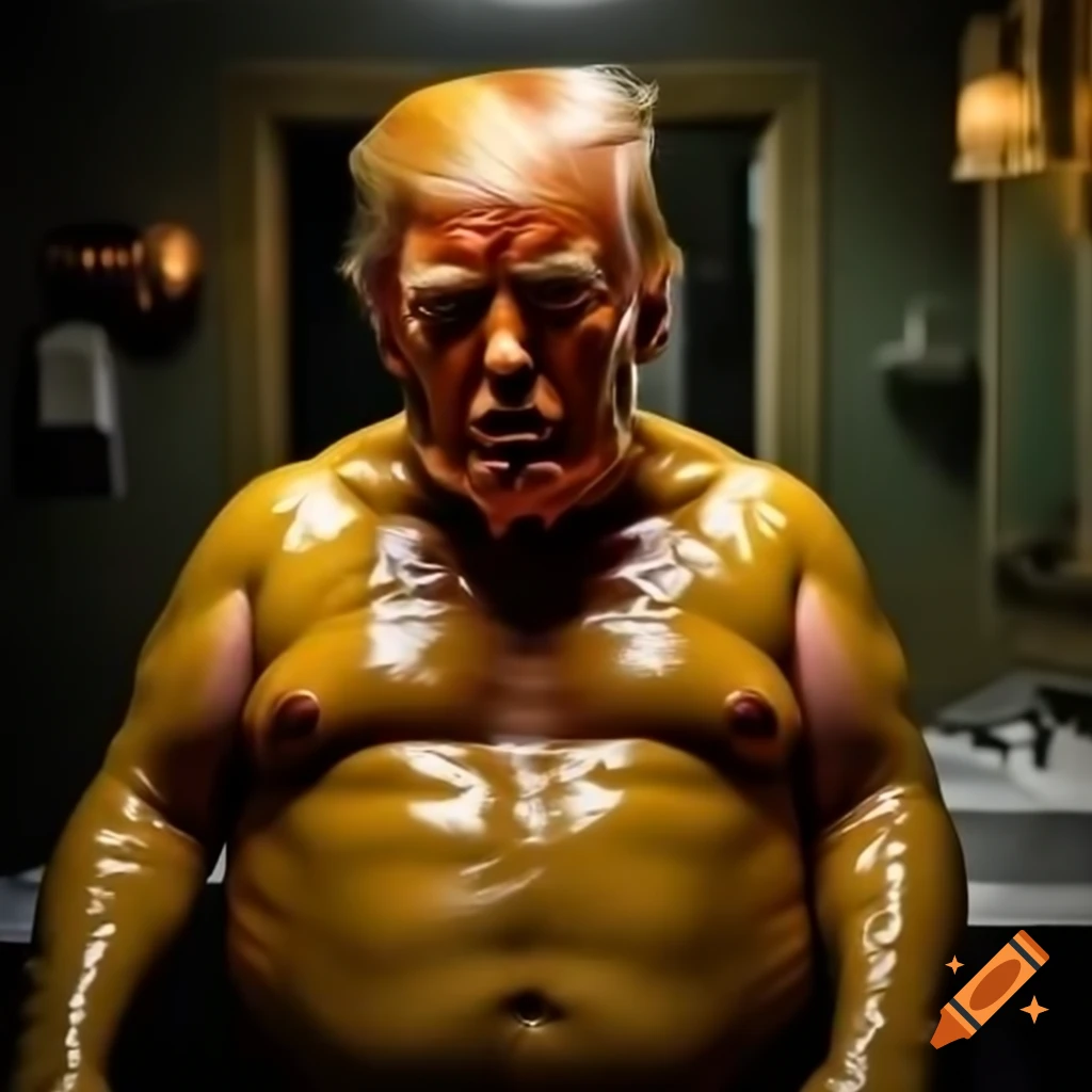 Realistic photorealistic image of a person in a golden latex bodysuit ...