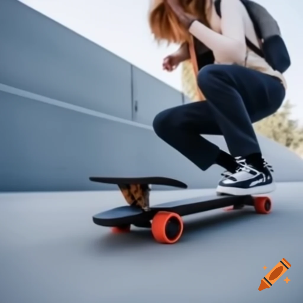 Futuristic electric skateboard featuring built-in iPad on Craiyon