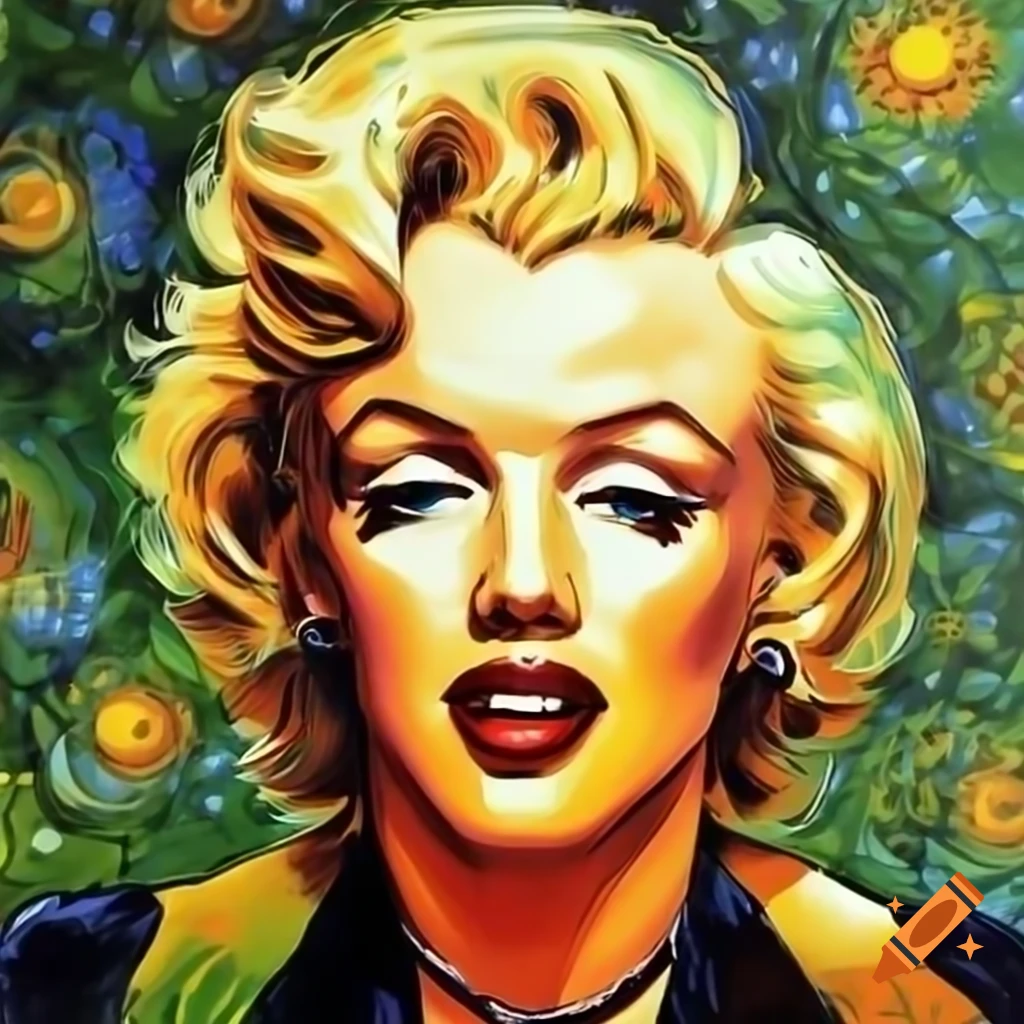 High definition oil painting of Marilyn Monroe by Vincent van Gogh on ...