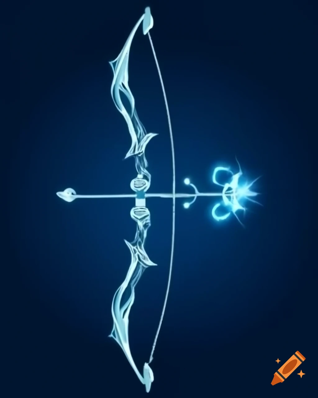 Fantasy longbow with frosty magic swirling around on Craiyon