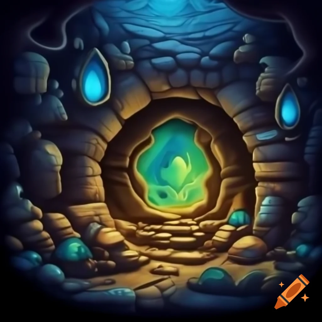 Fantasy dwarf mine filled with colorful gems on Craiyon