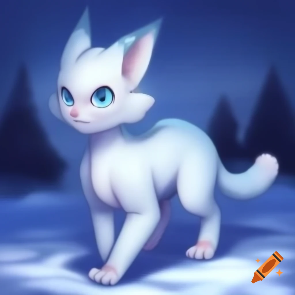 Digital painting of Frigilynx, agile snow-lynx-inspired Pokémon on Craiyon