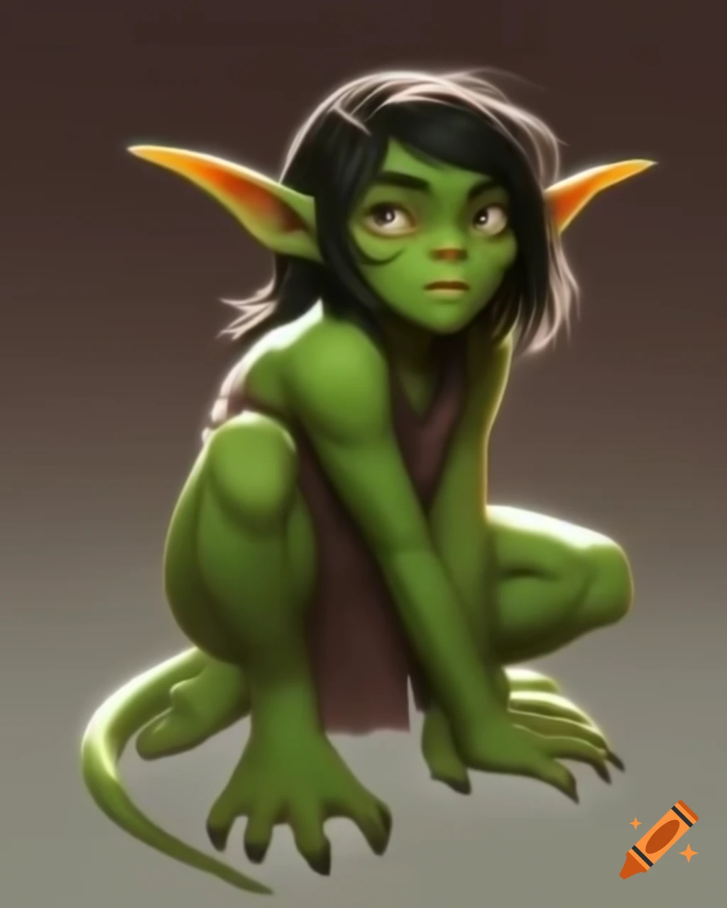 Anime Green Skinned Goblin Girl Striking A Sassy Pose On Craiyon