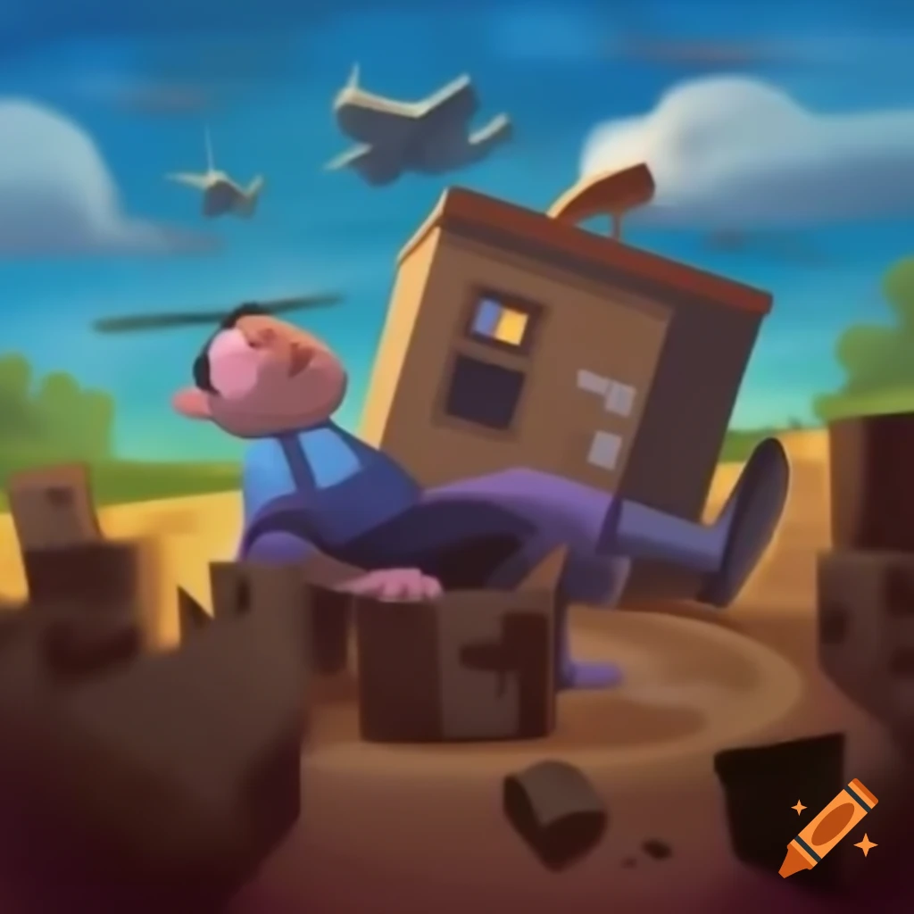 Little Ringmaster in circus resting in front of cardboard house with ...