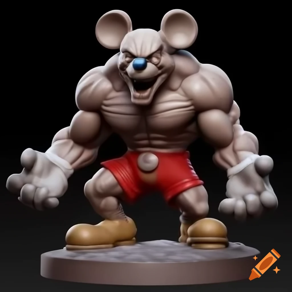 Muscular rendition of iconic cartoon character with distinct features ...