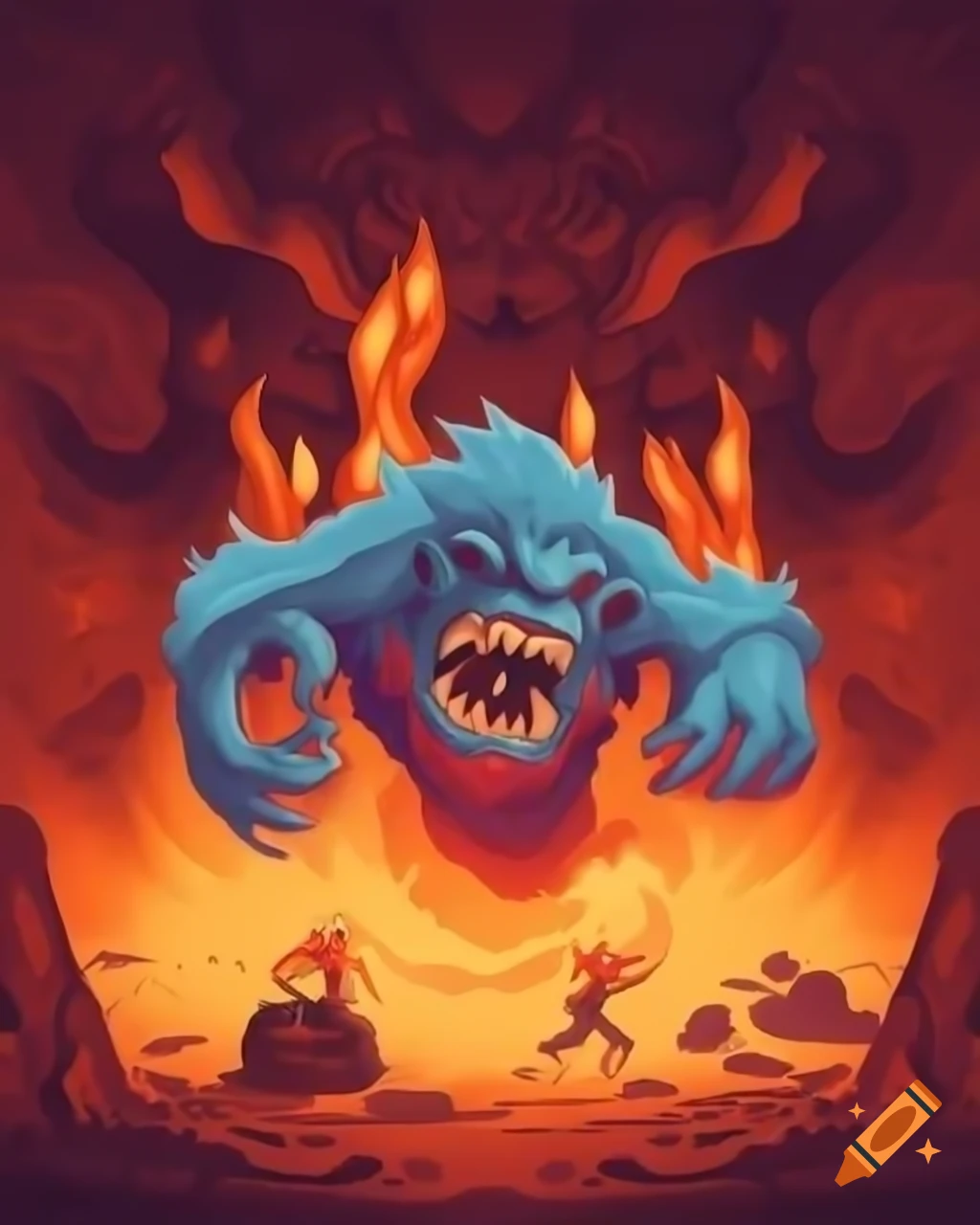 Elemental monsters battling, showcasing chaotic displays of power on ...