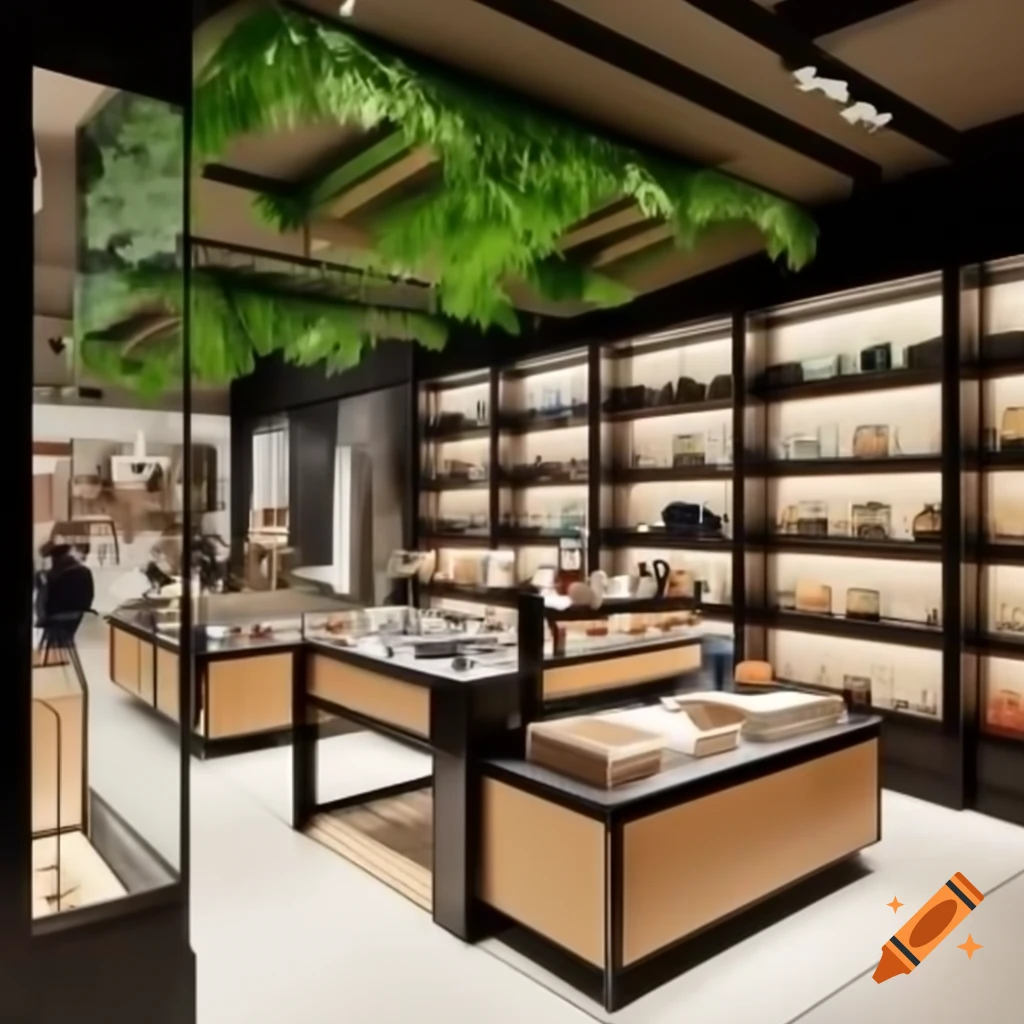 Luxurious modern retail space with elegant lighting and organized ...