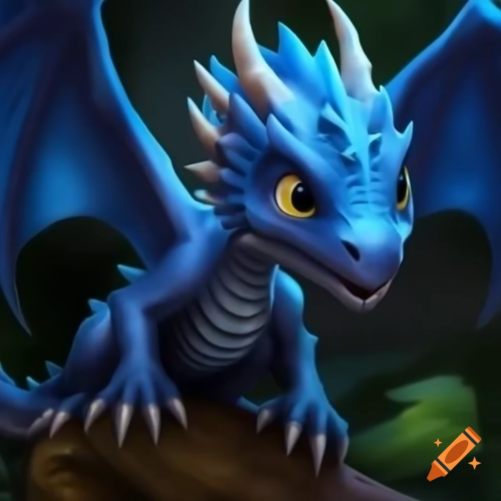 Blue baby dragon wyrmling for dungeons and dragons concept on Craiyon
