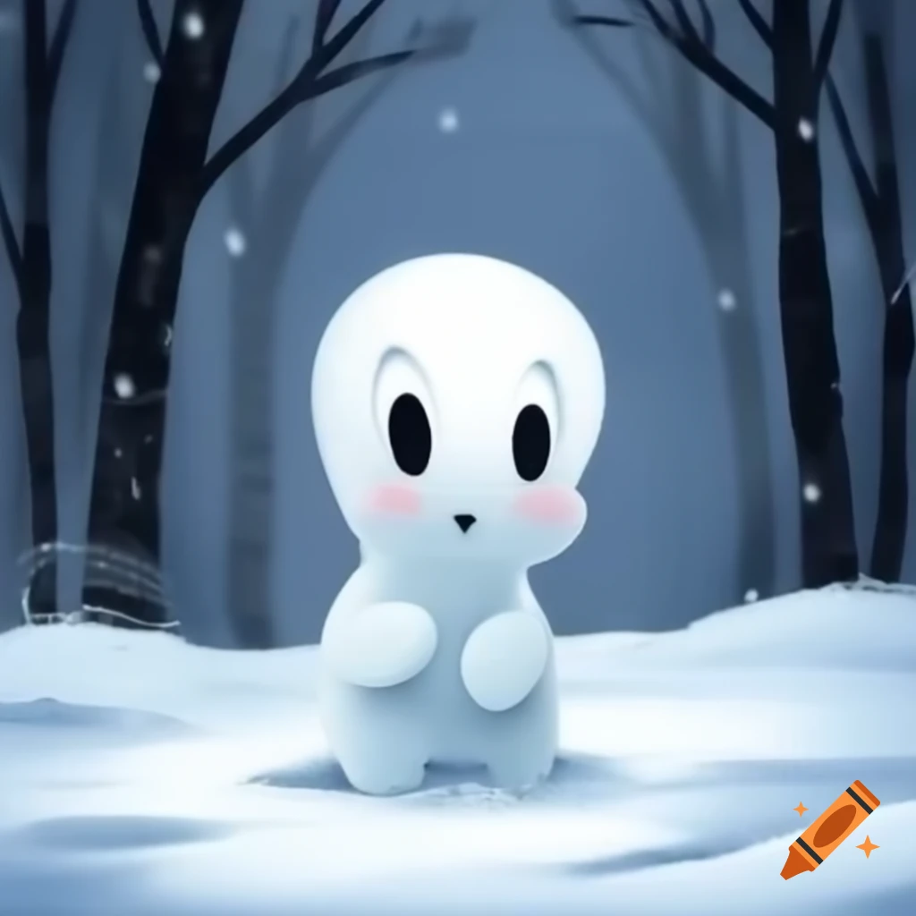 Casper the ghost in white snow writing 'Kasper' on Craiyon