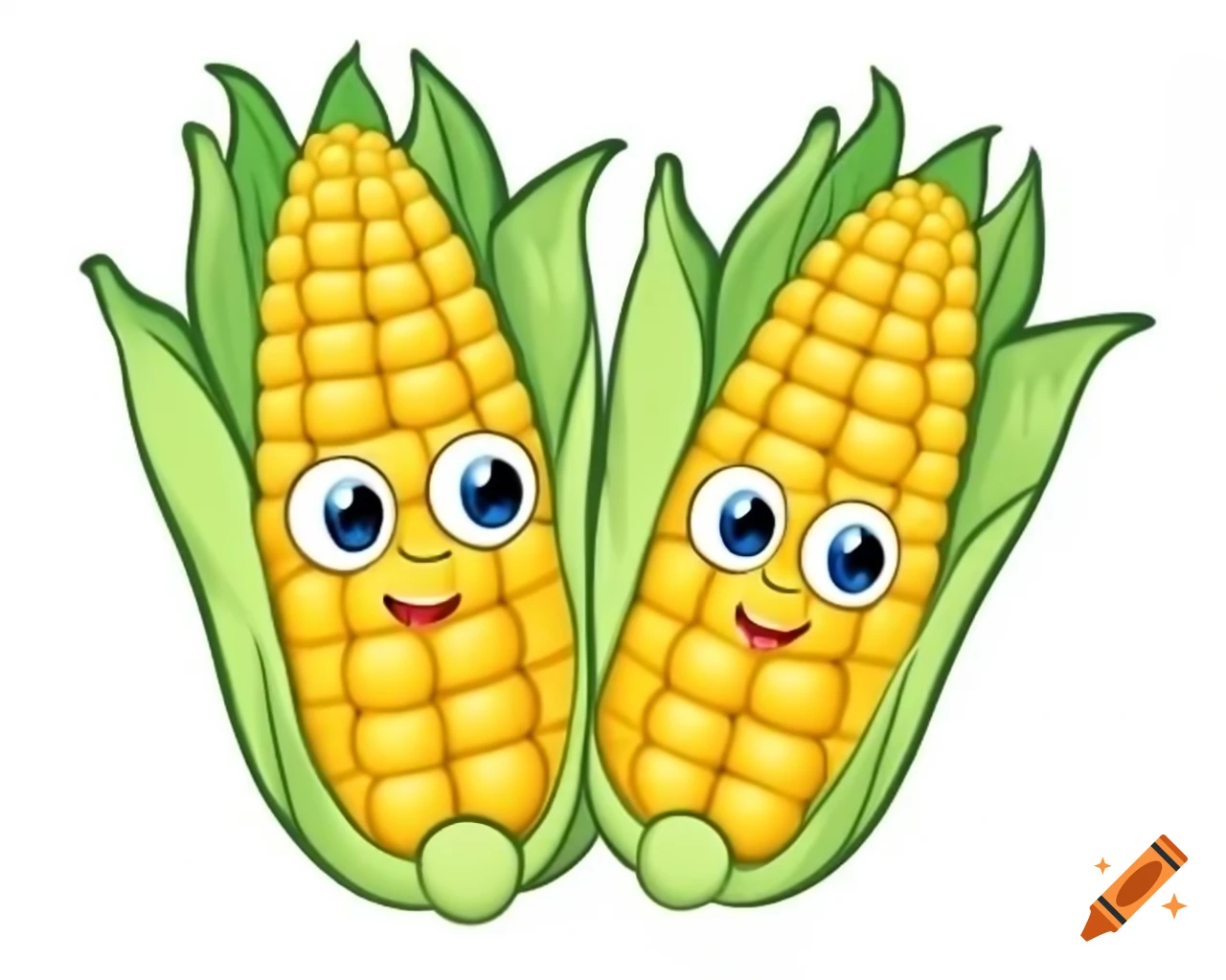 Happy cartoon corn character on Craiyon