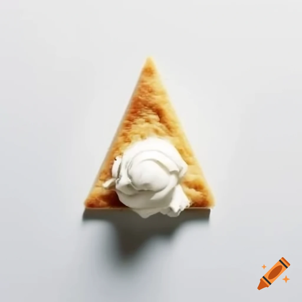 Thin triangle of pie crust topped with airy whipped cream on Craiyon